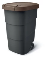 Zahradní nádoba s kolečky WHEELER antracit s hnědým víkem 110l ...